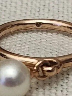 Jewelry | Pandora Rose Gold Tone Pearl Charm Ring | Poshmark